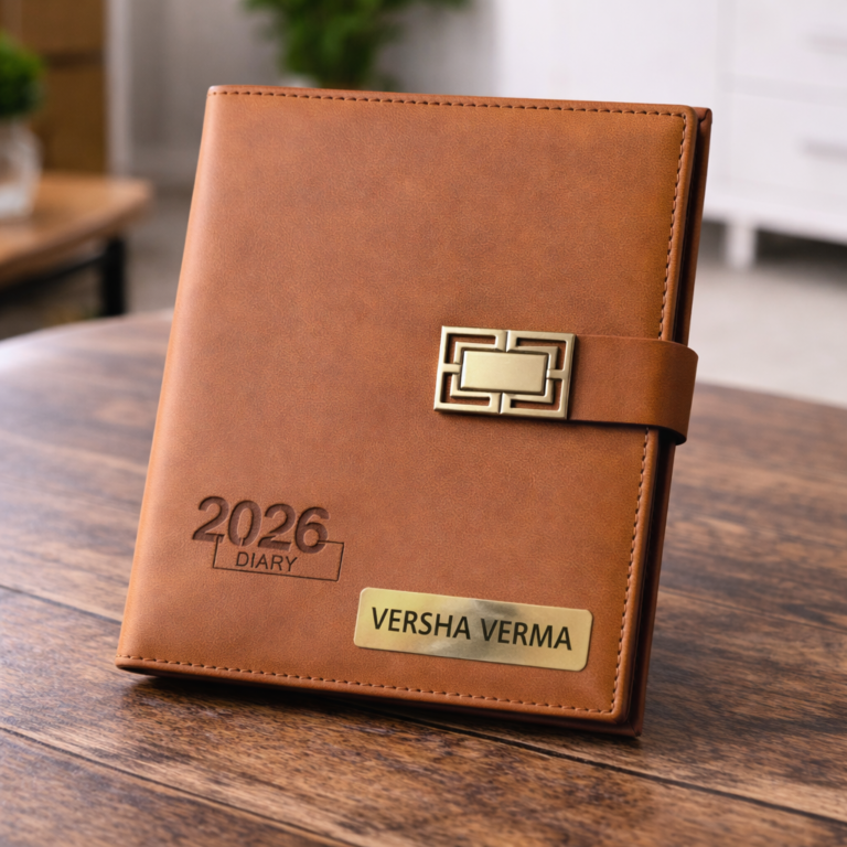 Personalised Leather Diary with Name – 2026 Planner – Giftopedia